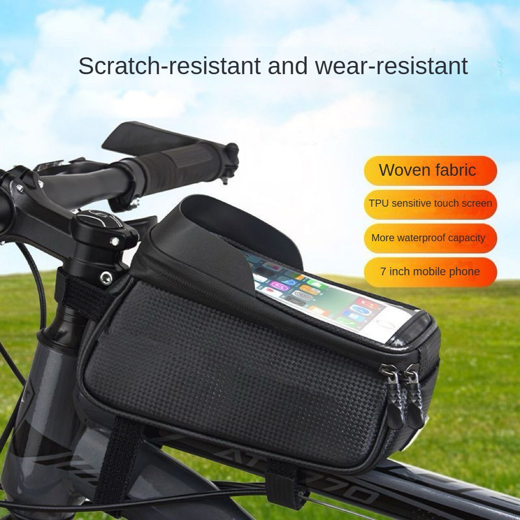 Bicycle front beam bag, waterproof mountain bike front bag, mobile pho